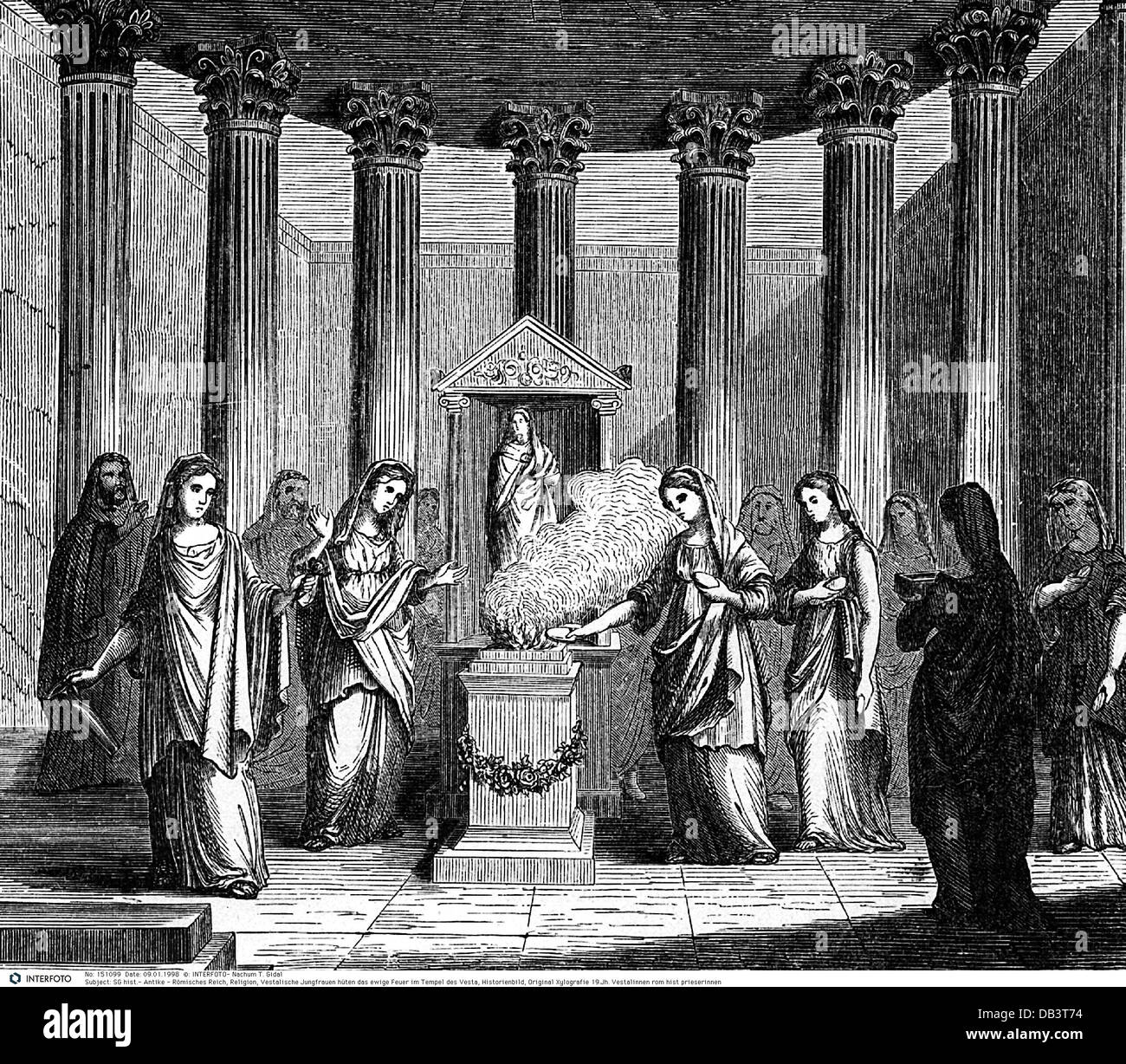 Monde antique, Empire romain, religion, Vestal Virgins gardant le feu ...