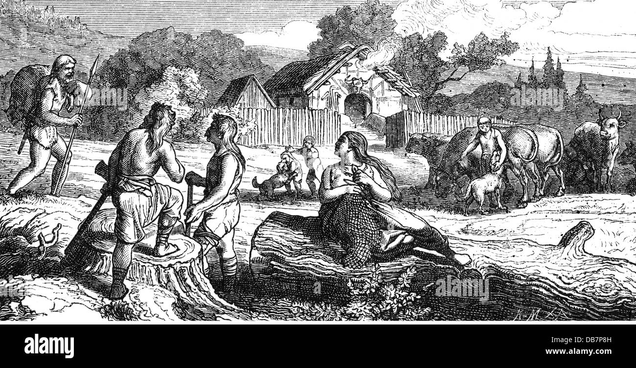 Peuple germanique ancien Banque d'images noir et blanc - Alamy