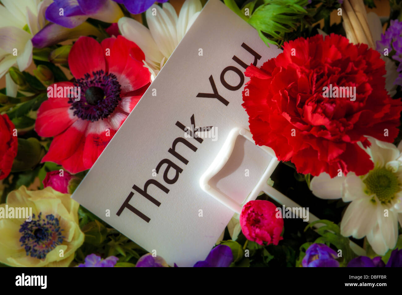 Carte de remerciement avec bouquet de fleurs Banque de photographies et ...