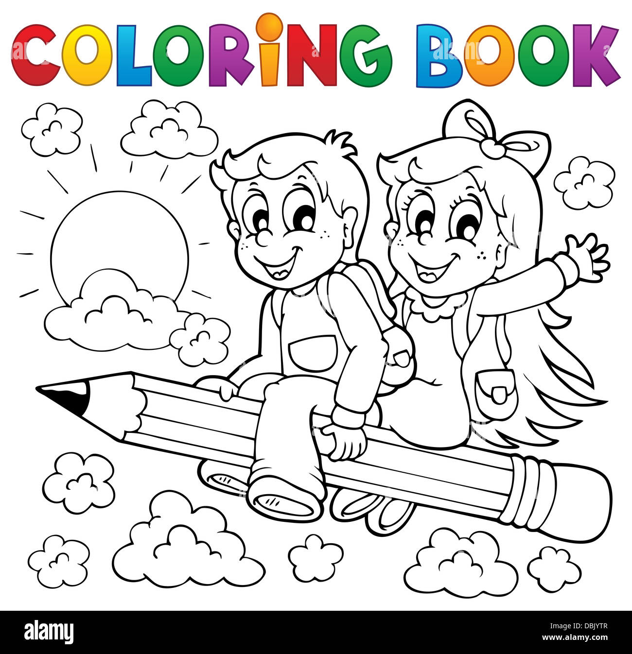 Livre de coloriage élève Thème 3 - photo illustration Photo Stock - Alamy