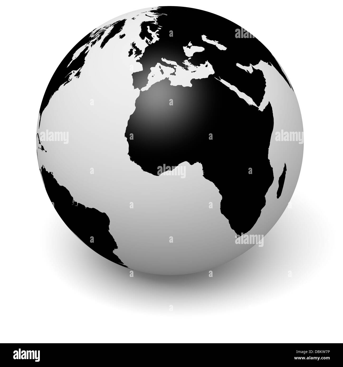 Globe noir et blanc avec l'ombre sur fond blanc, 3d illustration Photo ...