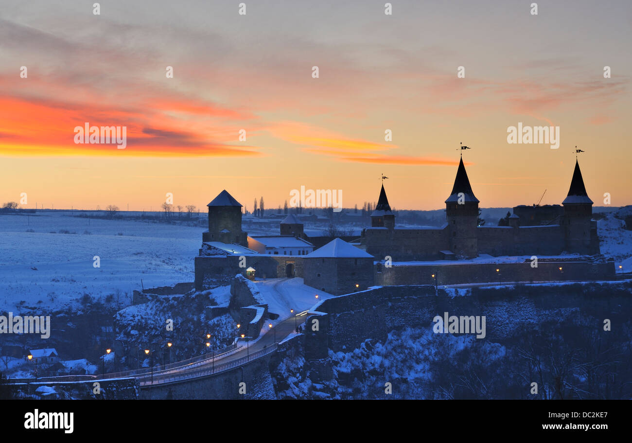 Kamianets Podilskyi Château en hiver, de l'Ukraine Photo Stock - Alamy