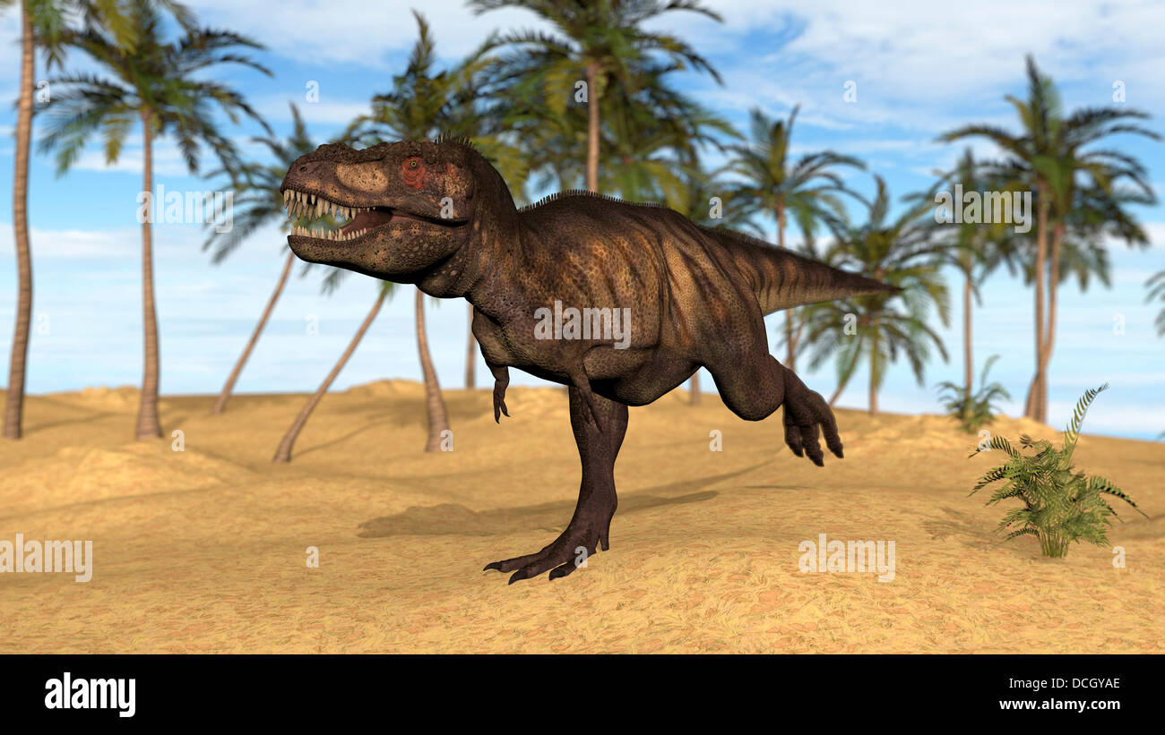Artwork of a tyrannosaurus rex hunting Banque de photographies et d’images à haute résolution ...