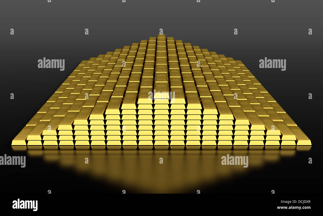 3d render gold ingots pyramid Banque de photographies et d’images à ...