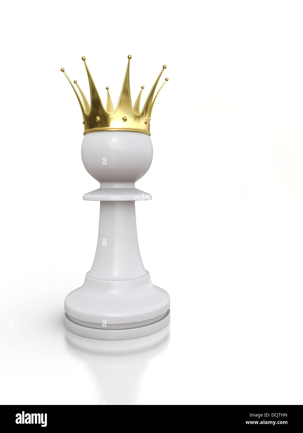 Le rendu 3D de pion blanc avec couronne d'or isolé sur fond blanc Photo ...