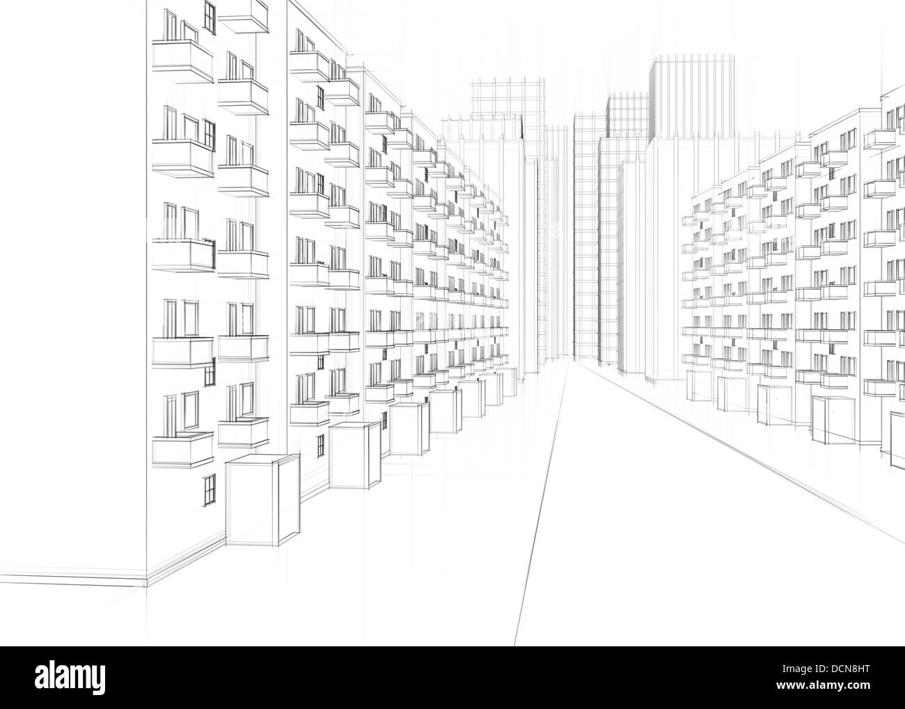 Dessin d'une rue de la ville avec les immeubles et gratte-ciel Photo ...