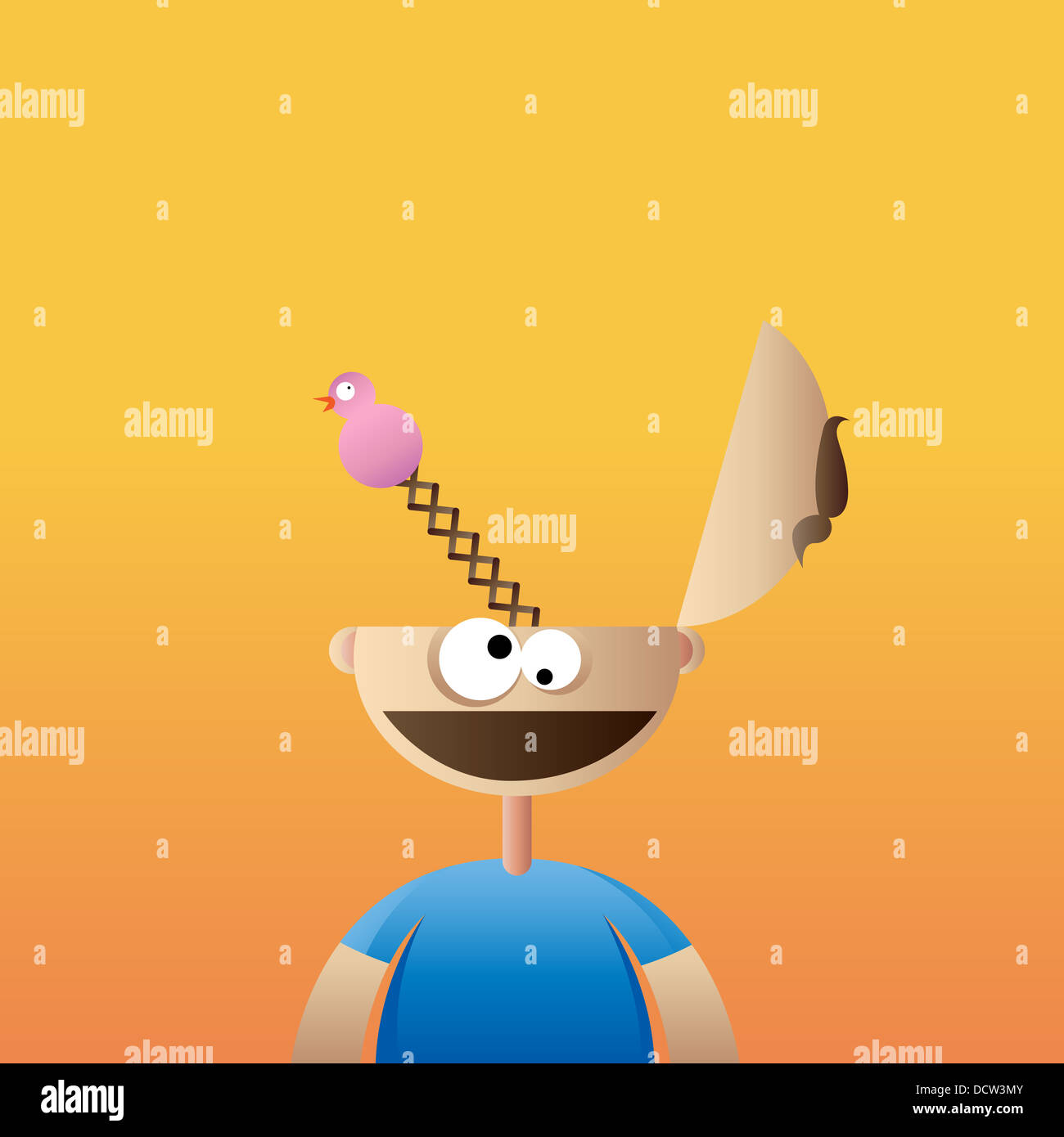 Vector cartoon illustration de Brainless, fou, idiot guy Photo Stock - Alamy