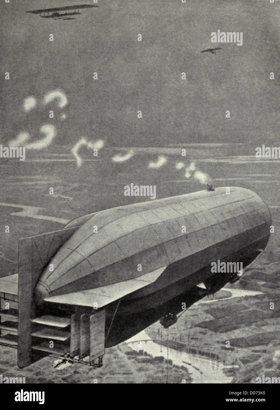 WW1 zeppelins allemands armes lourdes au sommet de leur corps pour se ...