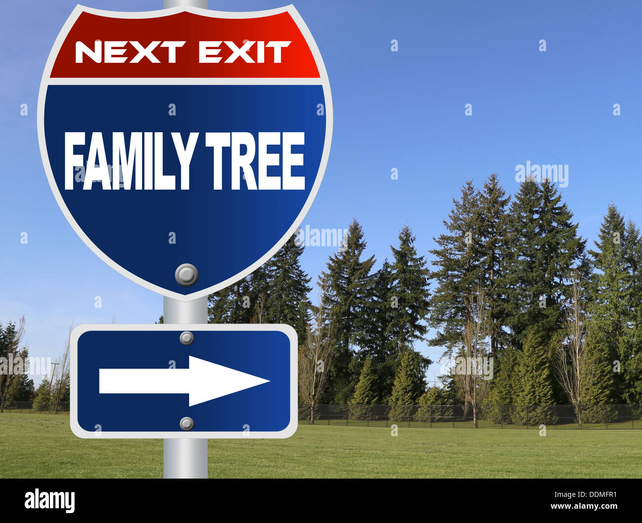 Arbre généalogique famille road sign Photo Stock - Alamy