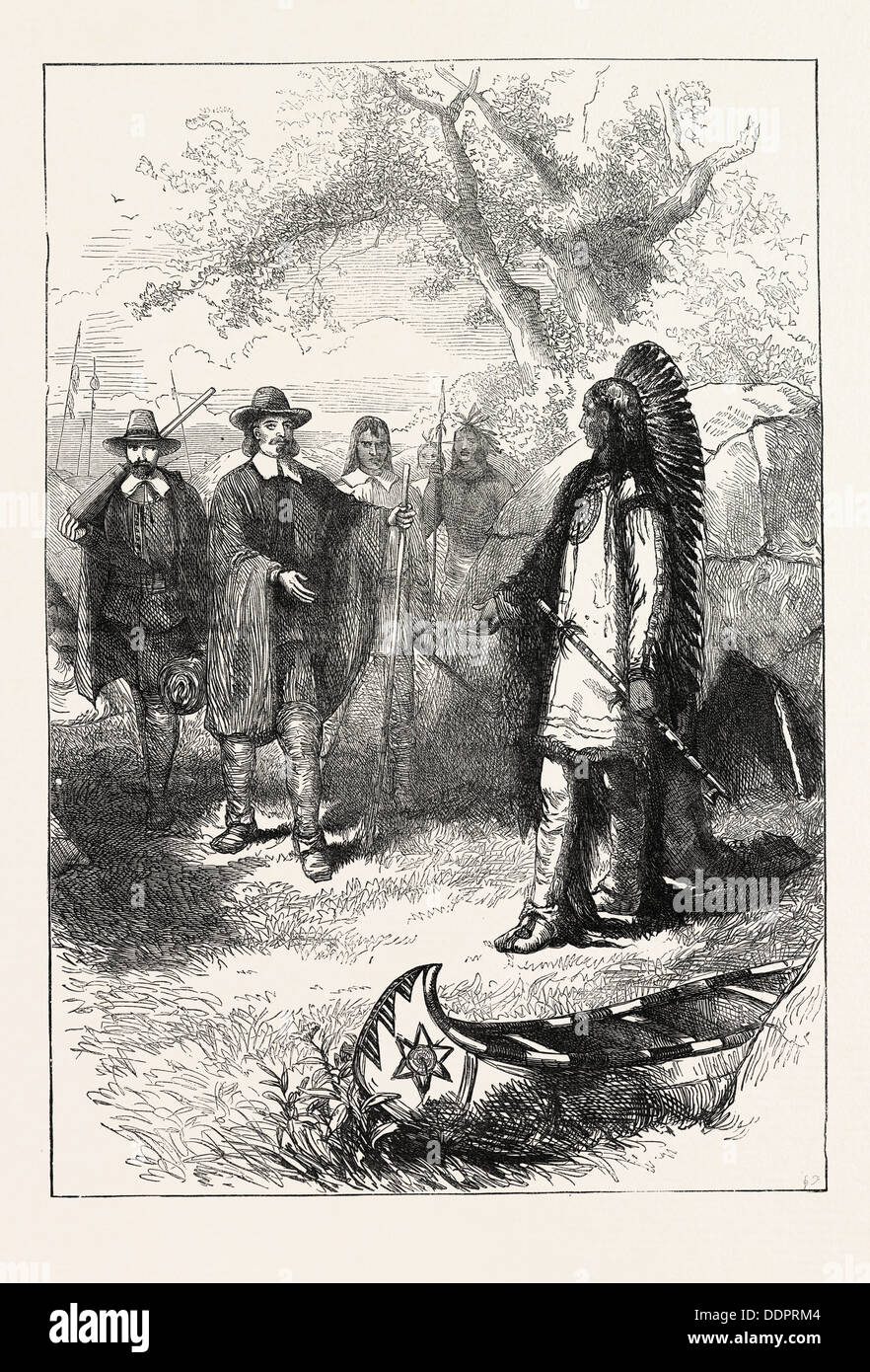 La visite d'Edward Winslow DE MASSASOIT, qui était le sachem, ou le ...