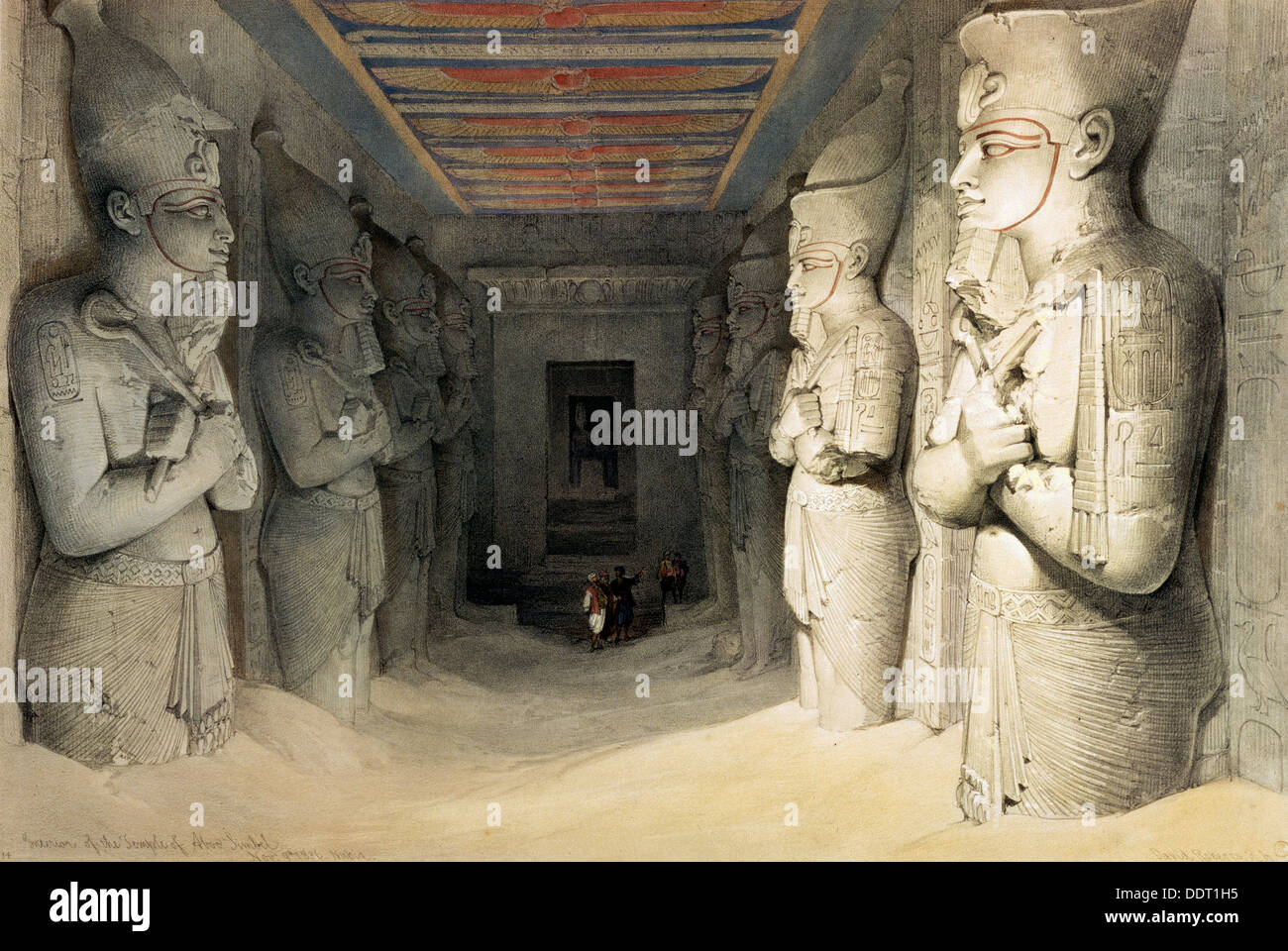 'Intérieur du temple d'Abou Simbel', la Nubie, Egypte, c1845. Artiste ...
