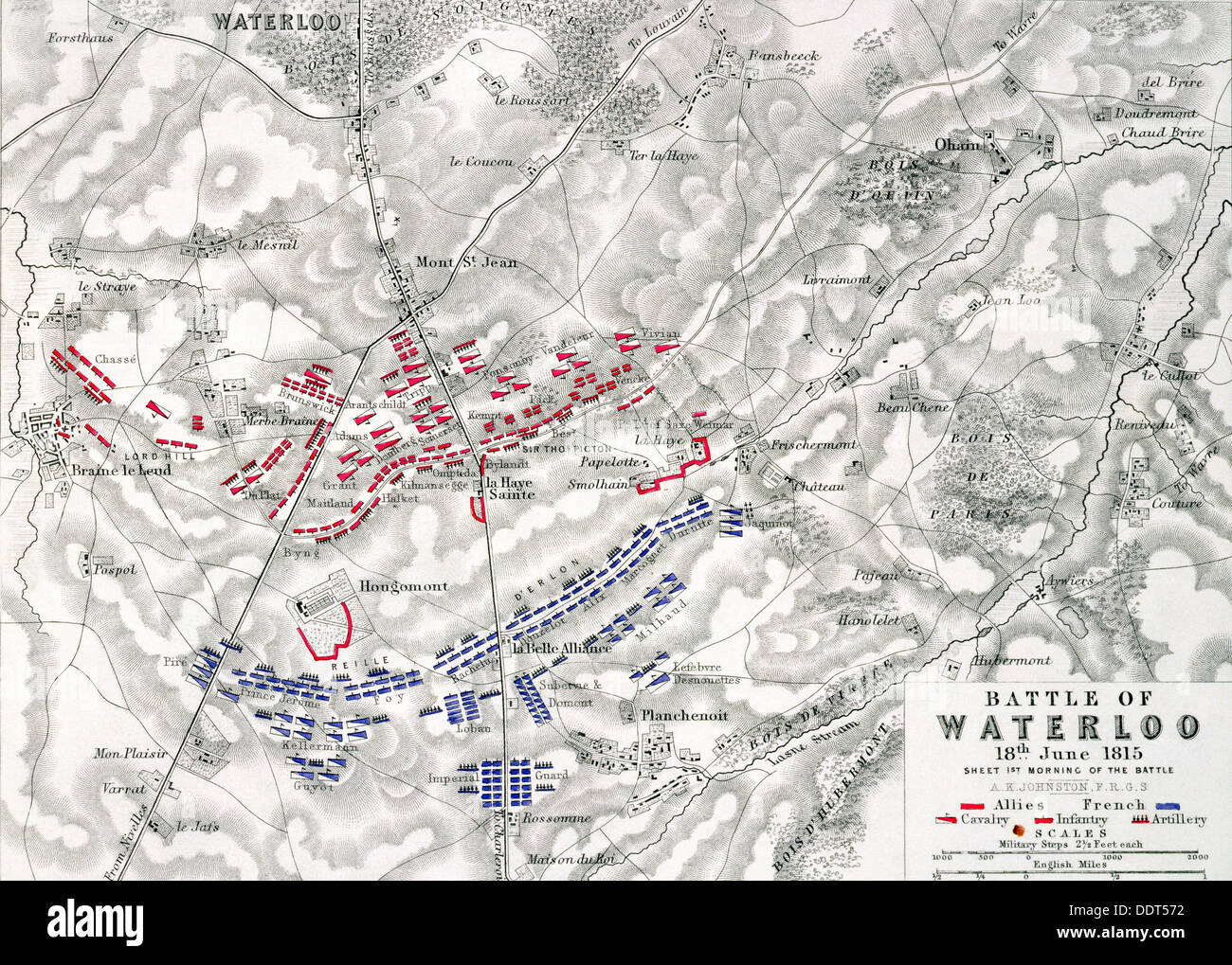 Carte de la bataille de Waterloo, le 18 juin 1815 (19ème siècle ...