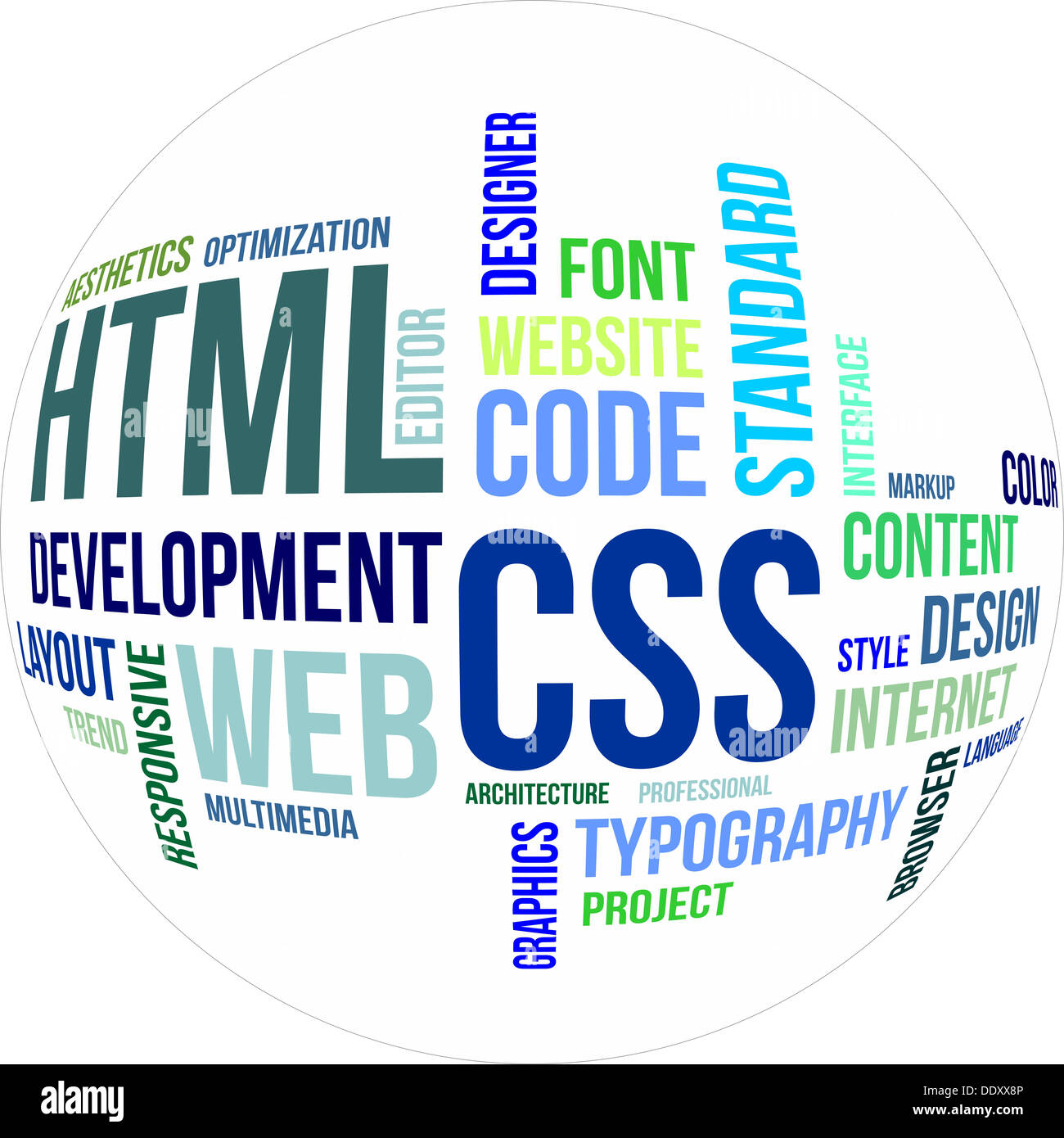 Word cloud html css related Banque de photographies et d’images à haute résolution - Alamy