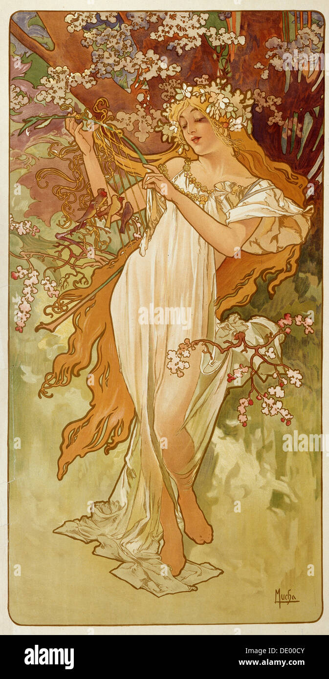 'Spring', 1896. Artiste : Alphonse Mucha Photo Stock - Alamy