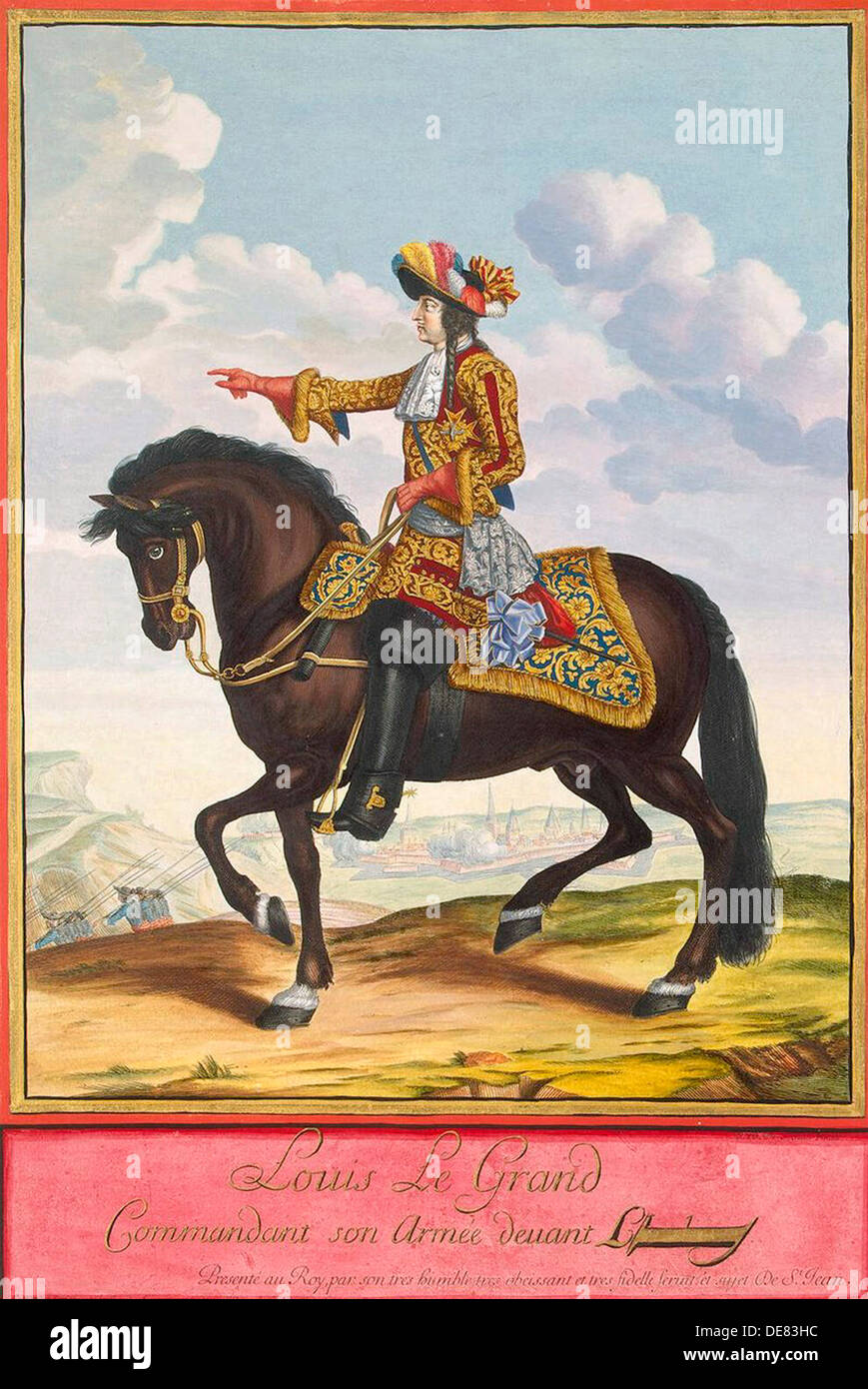 Portrait de Louis XIV à cheval à la bataille de Cambrai, deuxième ...