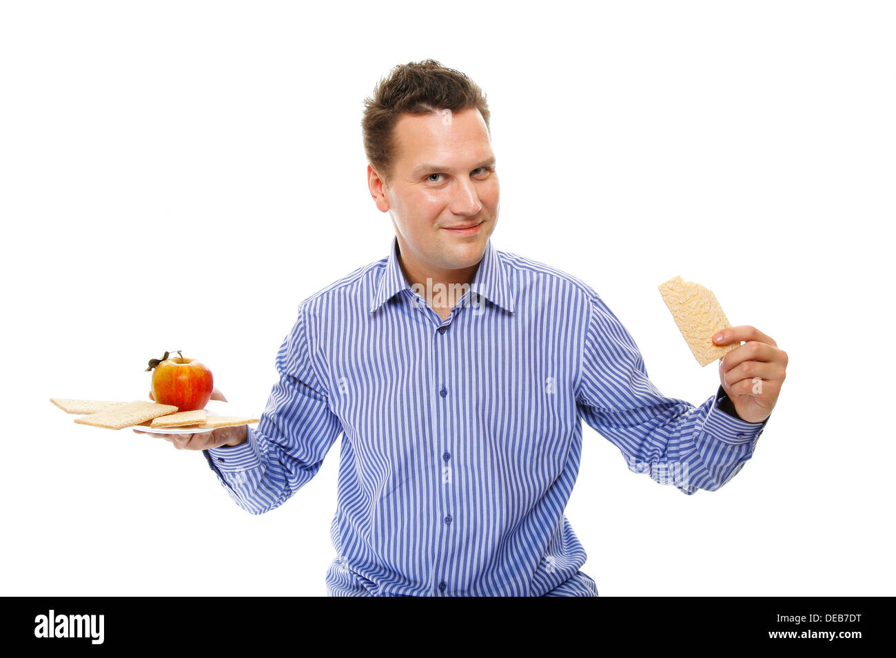 L'homme manger sain dans son alimentation, avoir un pain croustillant ...