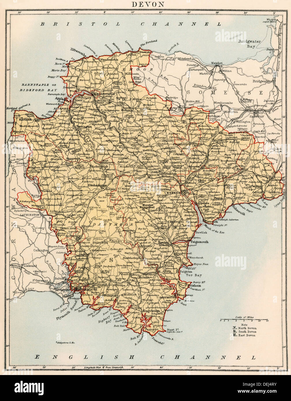 Map of devon england Banque de photographies et d’images à haute ...