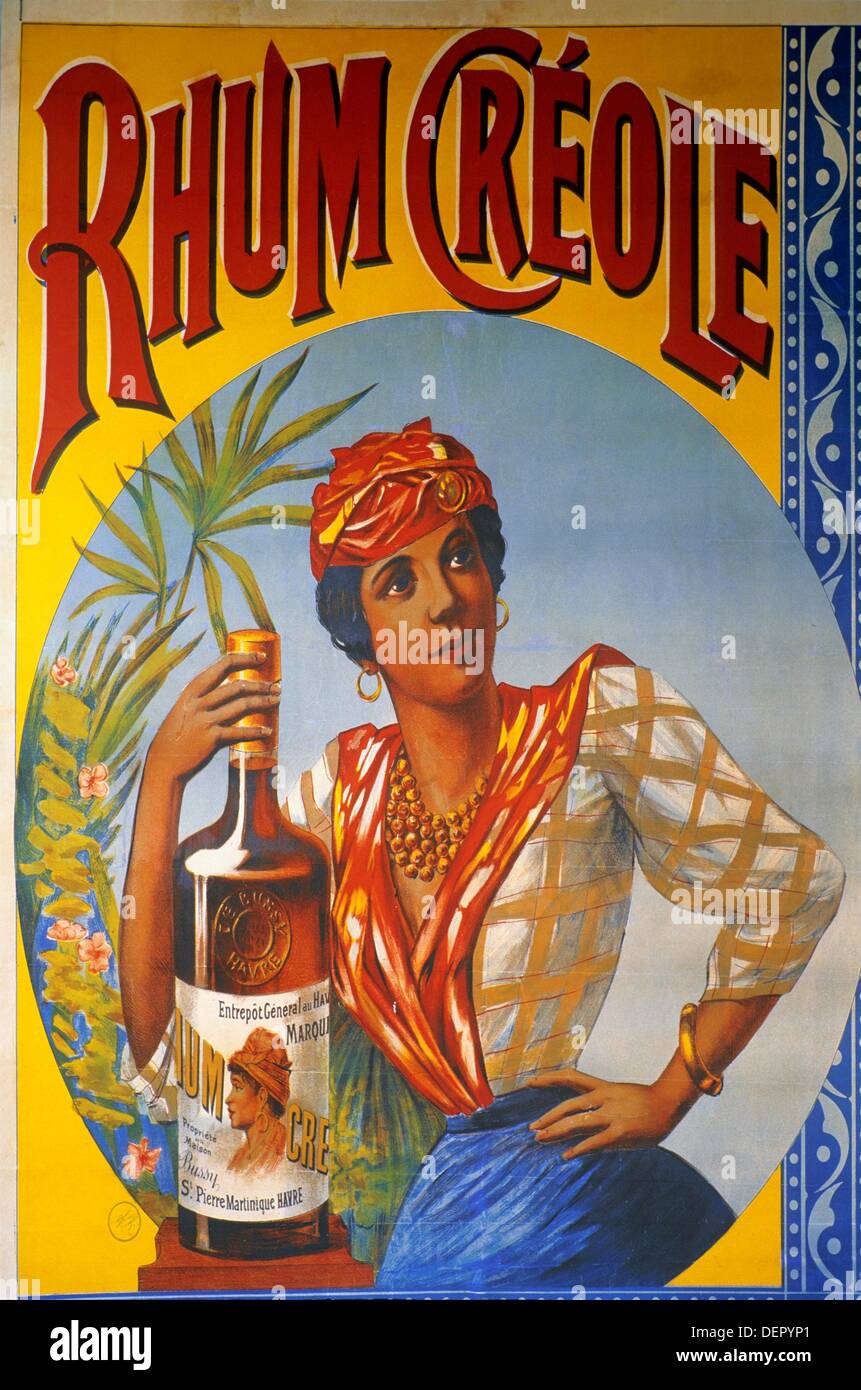 Affiche publicitaire pour le rhum creole Ile de la Martinique ...