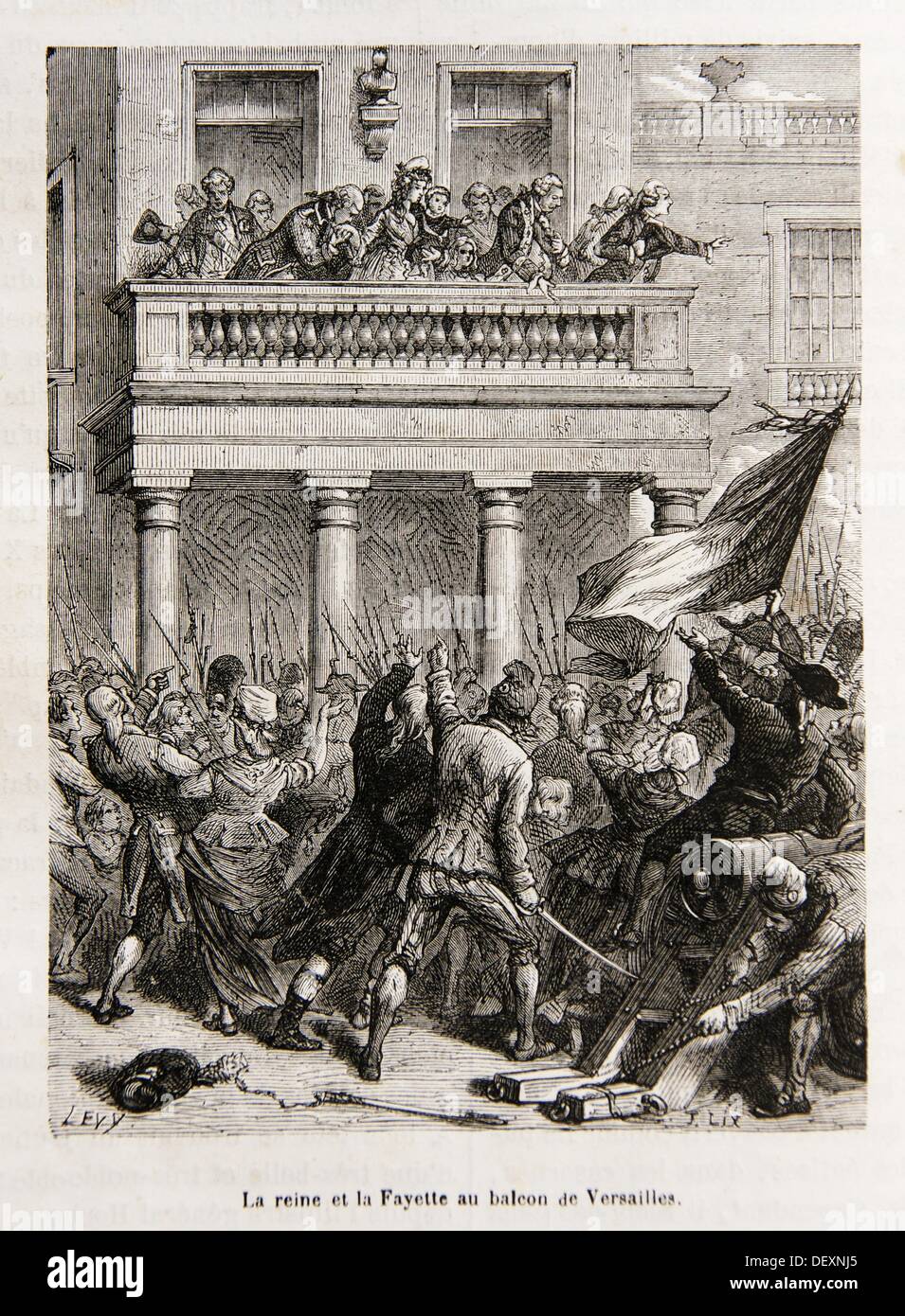 La Reine Marie Antoinette et Lafayette sur le balcon de Versailles (18e ...
