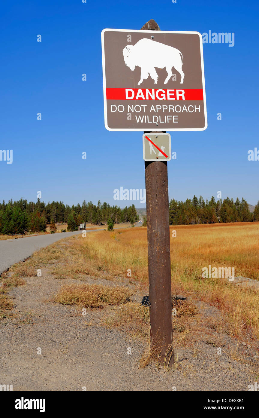 Sign caution not approach bison Banque de photographies et d’images à ...