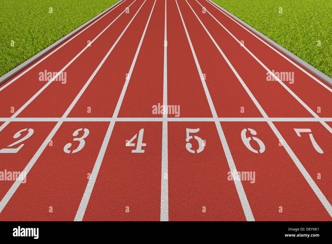 Ligne de départ d'une piste de course avec huit voies Photo Stock - Alamy