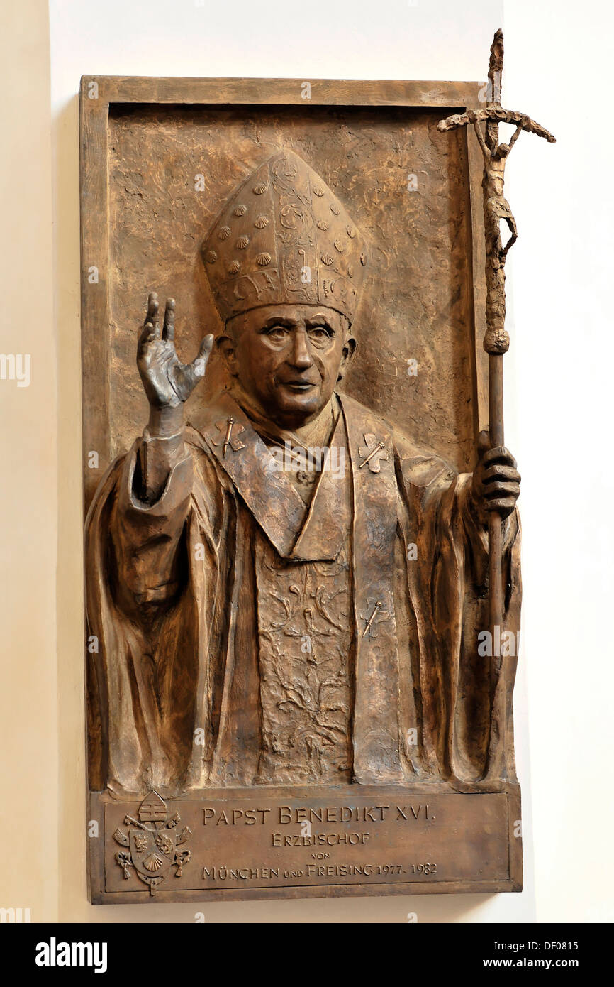 Soulagement, plaque, le Pape Benoît XVI, ancien archevêque de Munich et ...