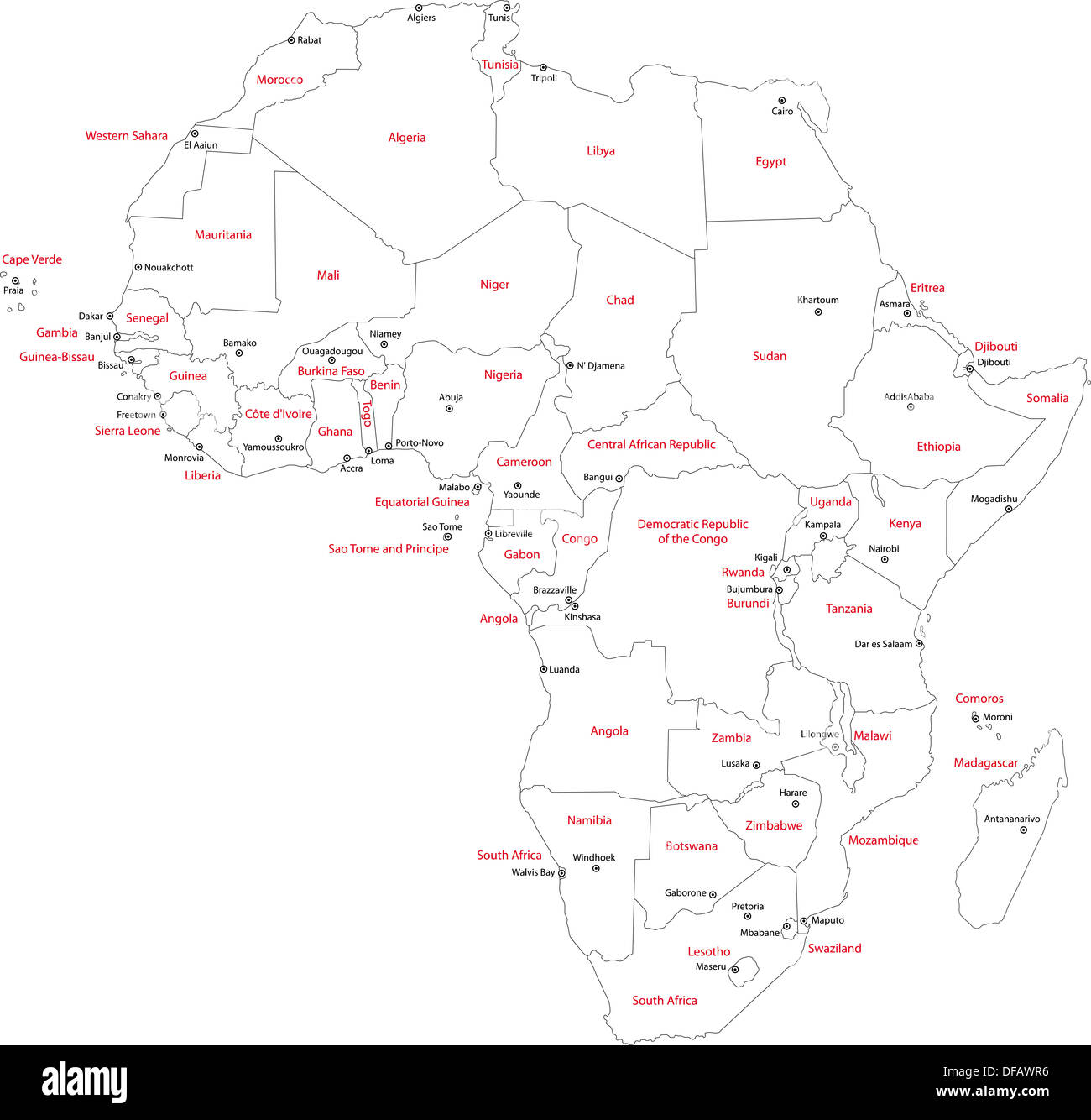 La carte physique de l'afrique Banque de photographies et d’images à ...