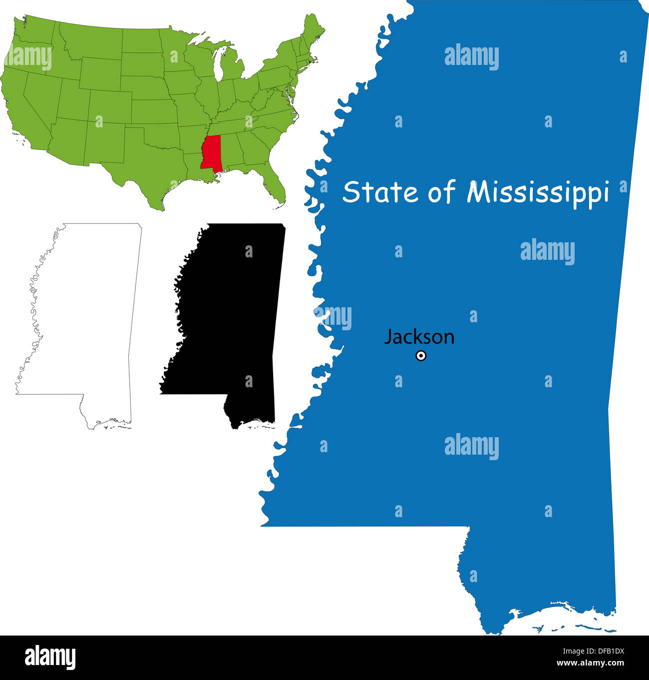 Carte du Mississippi Photo Stock - Alamy
