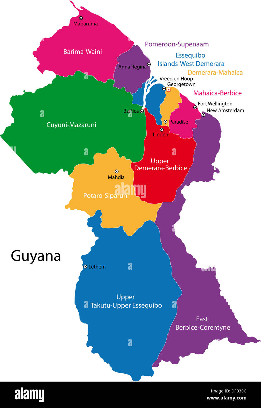 Map of guyana Banque de photographies et d’images à haute résolution ...