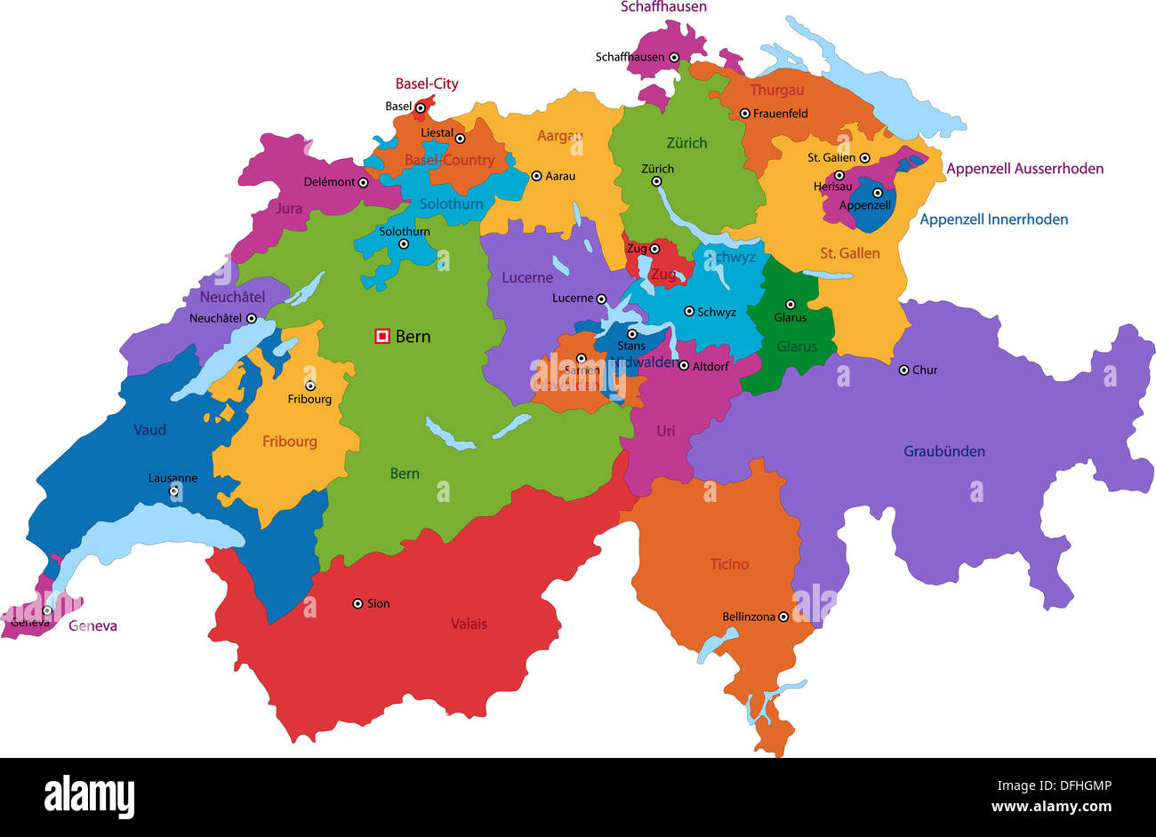 Carte suisse administrative Banque de photographies et d’images à haute ...