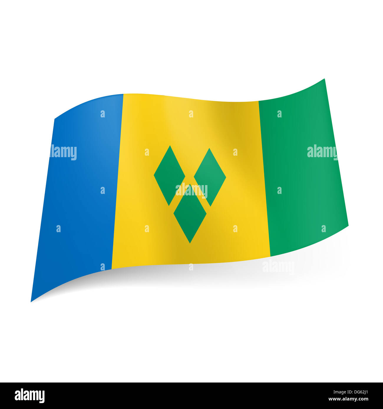 Drapeau national de Saint Vincent et les Grenadines : bleu, jaune et ...