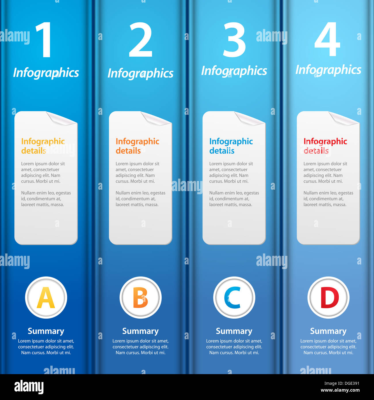 Dossier bleu infographie avec des étiquettes et un exemple de texte ...