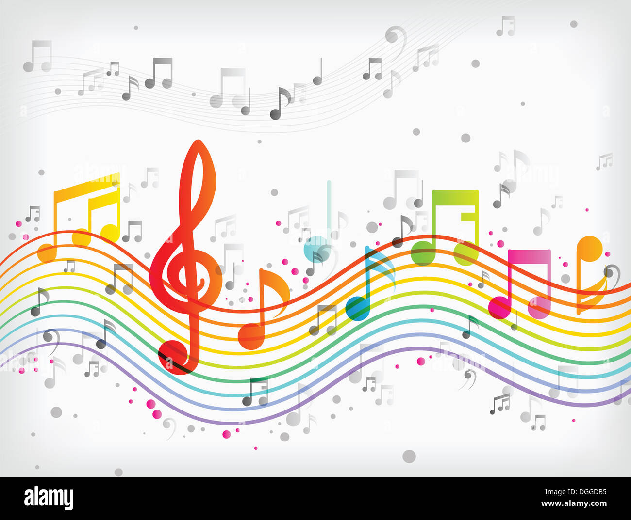 Illustration different color music notes Banque de photographies et d ...