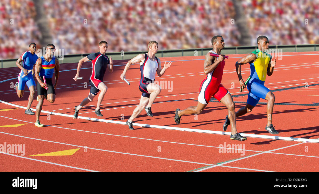 Man running relay race Banque de photographies et d’images à haute ...