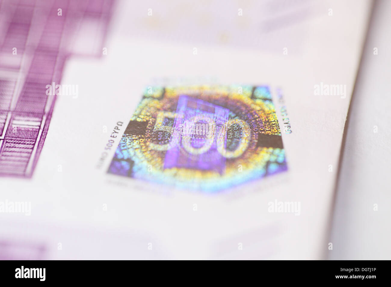 Euro banknote security mark hologram Banque de photographies et d ...