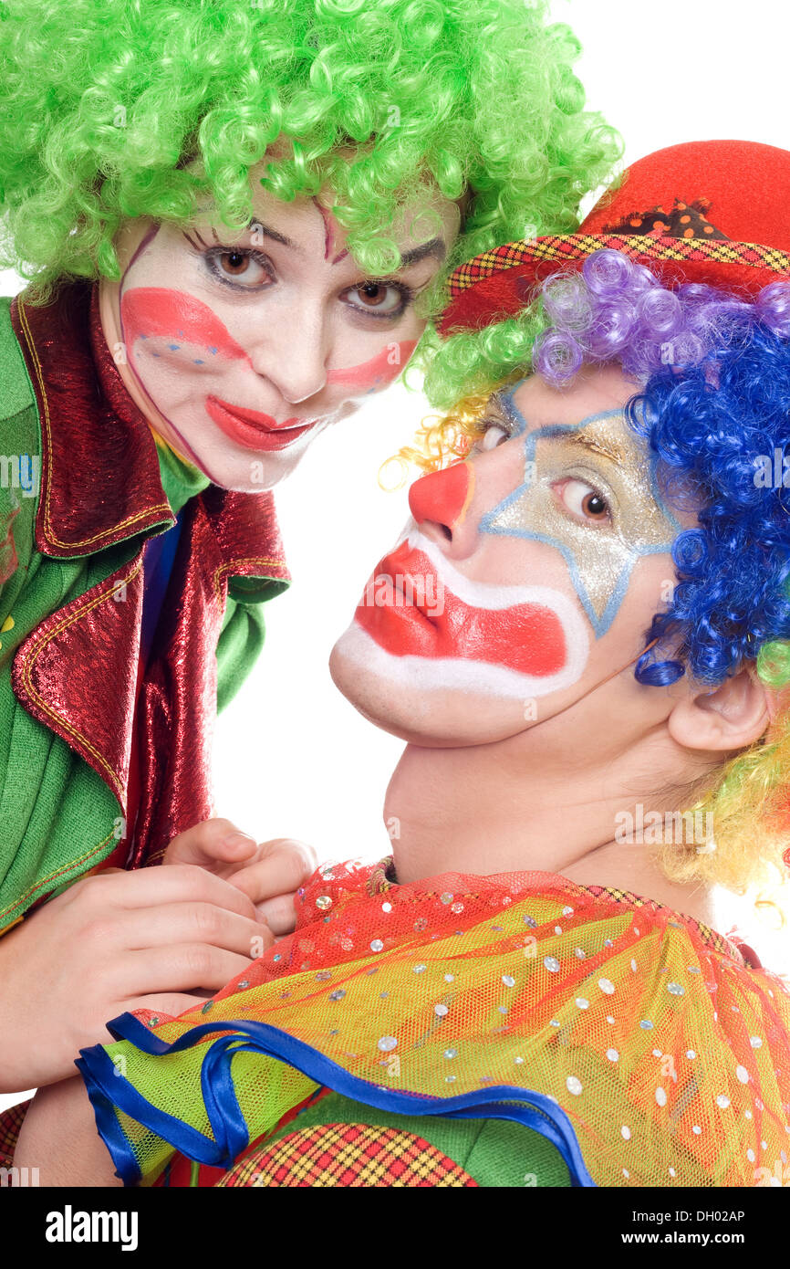 Funny couple circus clowns Banque de photographies et d’images à haute ...