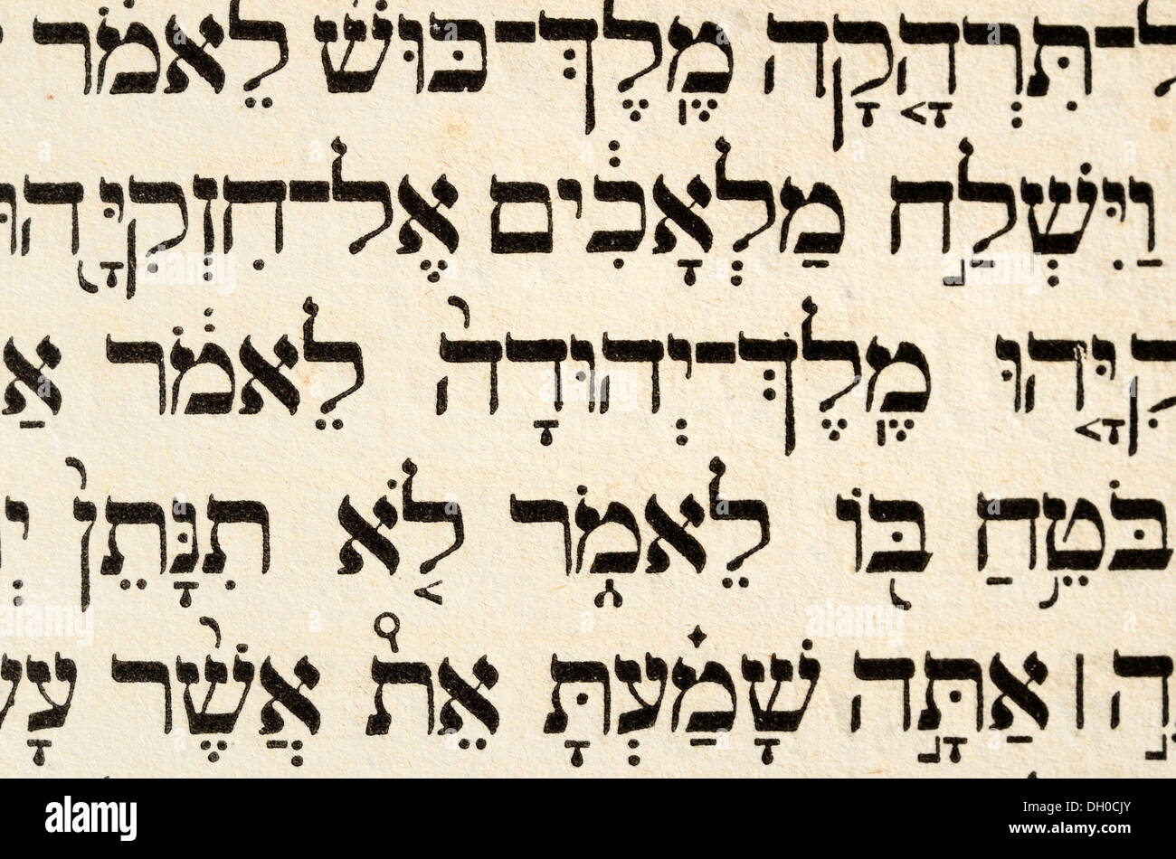 Caractères hébreux d'un Jewish-German Bible, Ancien Testament, 1872 ...