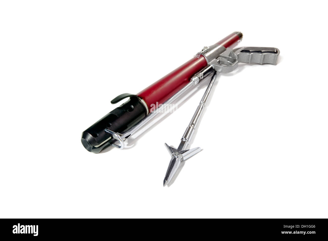 Au fusil-harpon avec Metal Harpoon Isolated Over White Photo Stock - Alamy