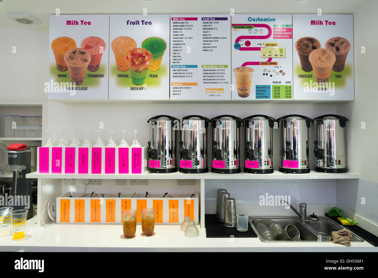 Mooboo bubble tea shop, Soho, London, England, UK Photo Stock - Alamy