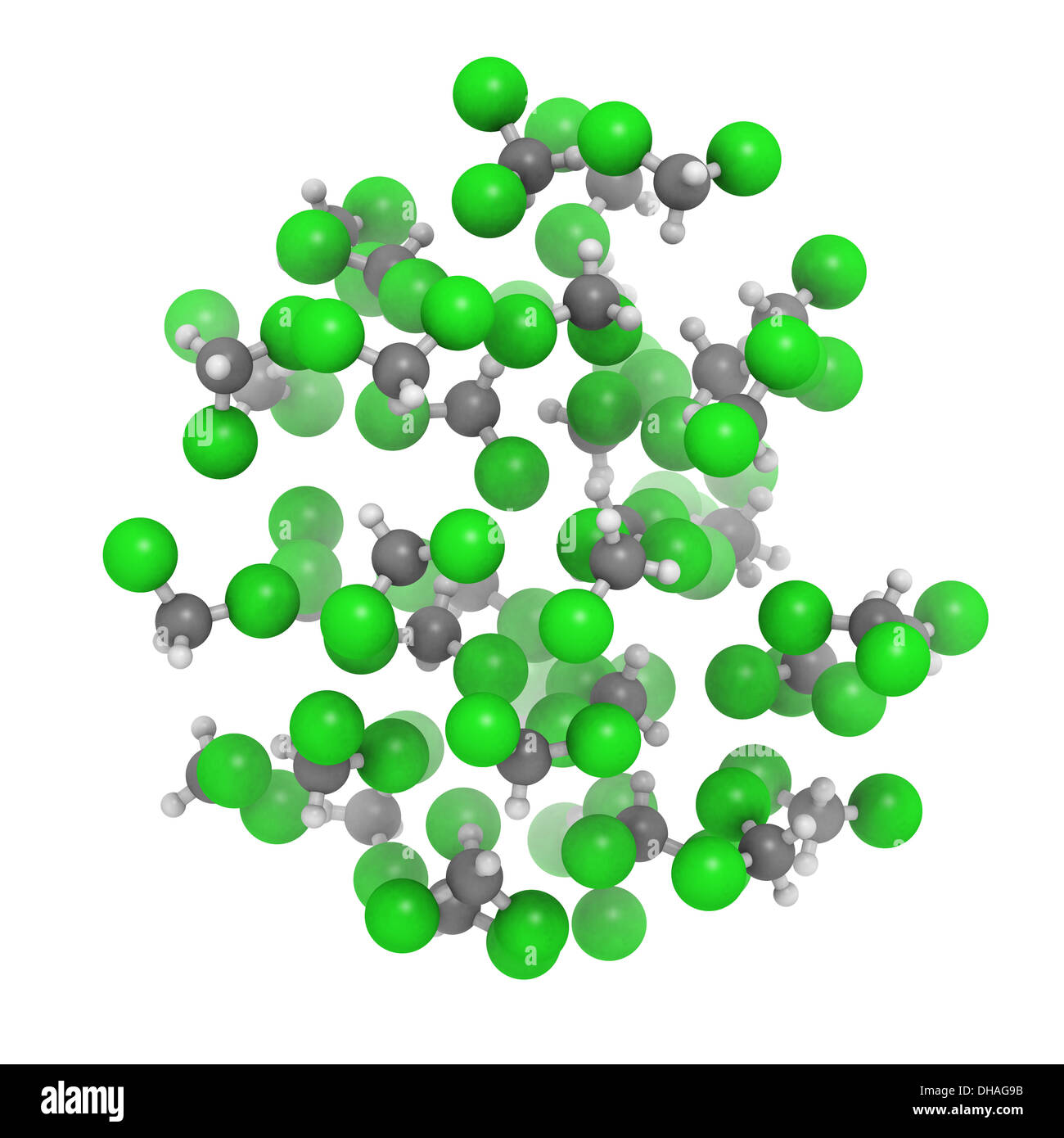 Le dichlorométhane (CH2Cl2, chlorure de méthylène) molécules, modèle ...