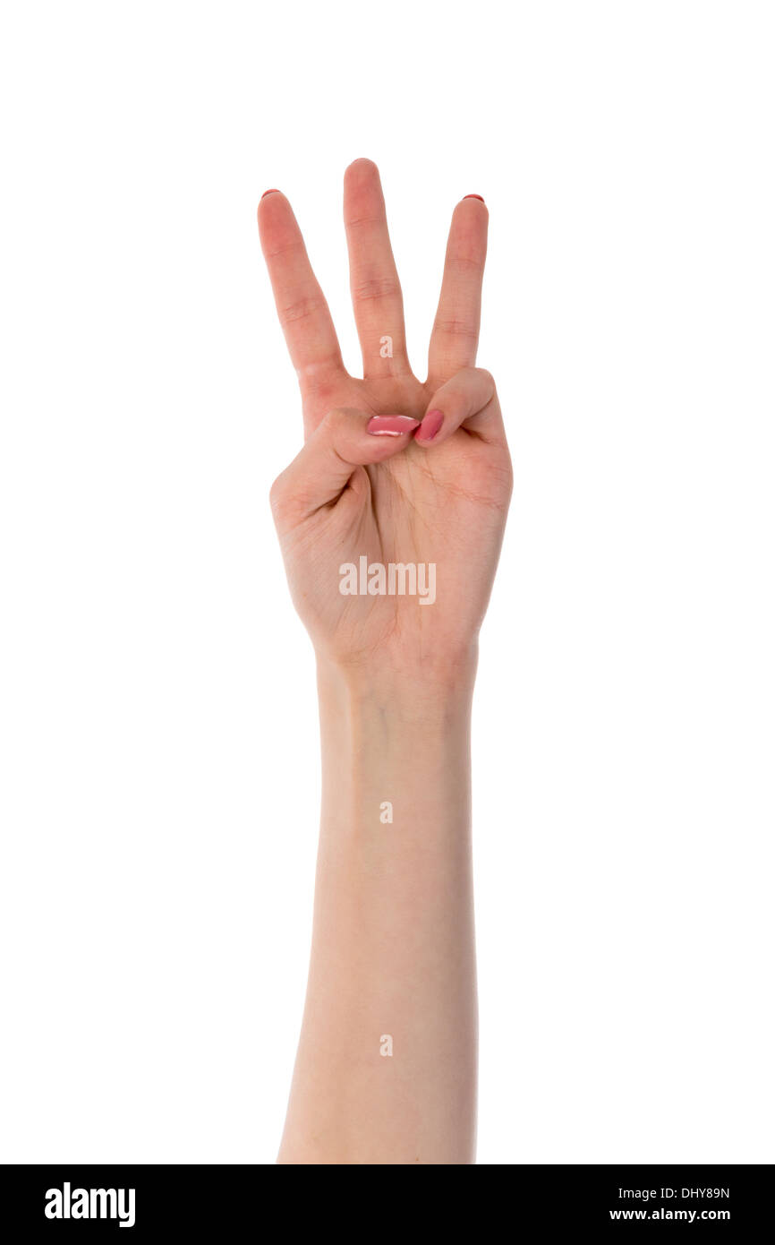 Geste de la main compte doigt trois signe Banque de photographies et d ...