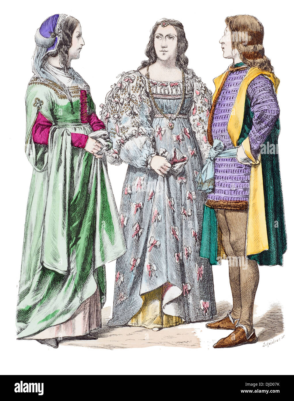Début du 15ème siècle XV 1400s costume Italien Photo Stock - Alamy