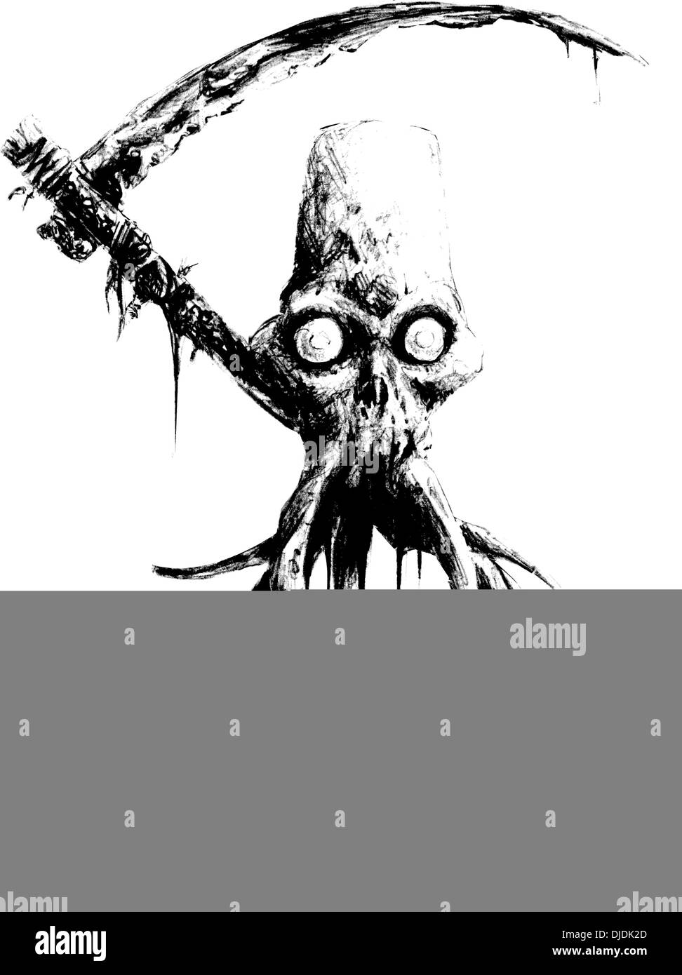 Spooky tentacle skull drawing Banque d'images noir et blanc - Alamy