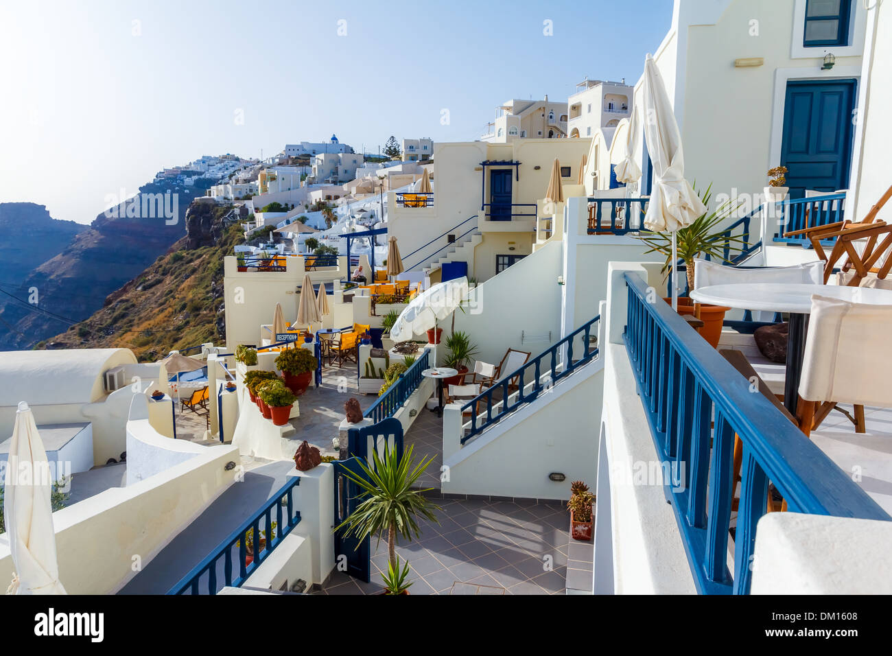 Détails de construction du village de Fira à Santorin, Grèce Photo ...