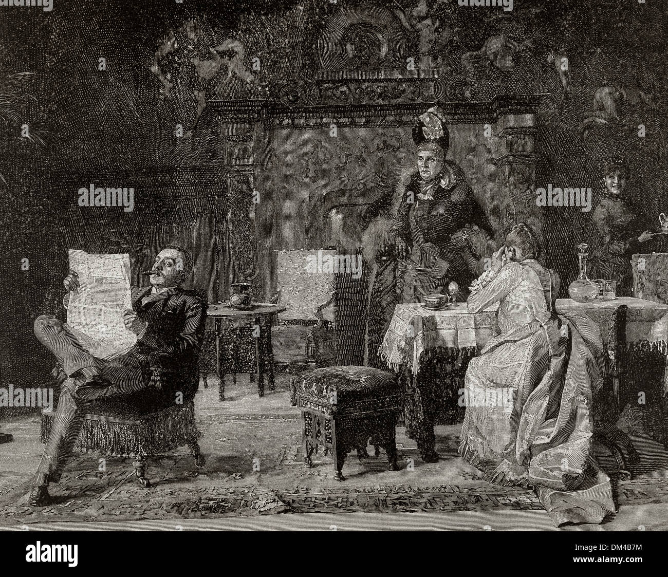 Famille bourgeoise dans le salon. Gravure, 19ème siècle Photo Stock - Alamy Famille bourgeoise dans le salon. Gravure, 19ème siècle Photo Stock - Alamy