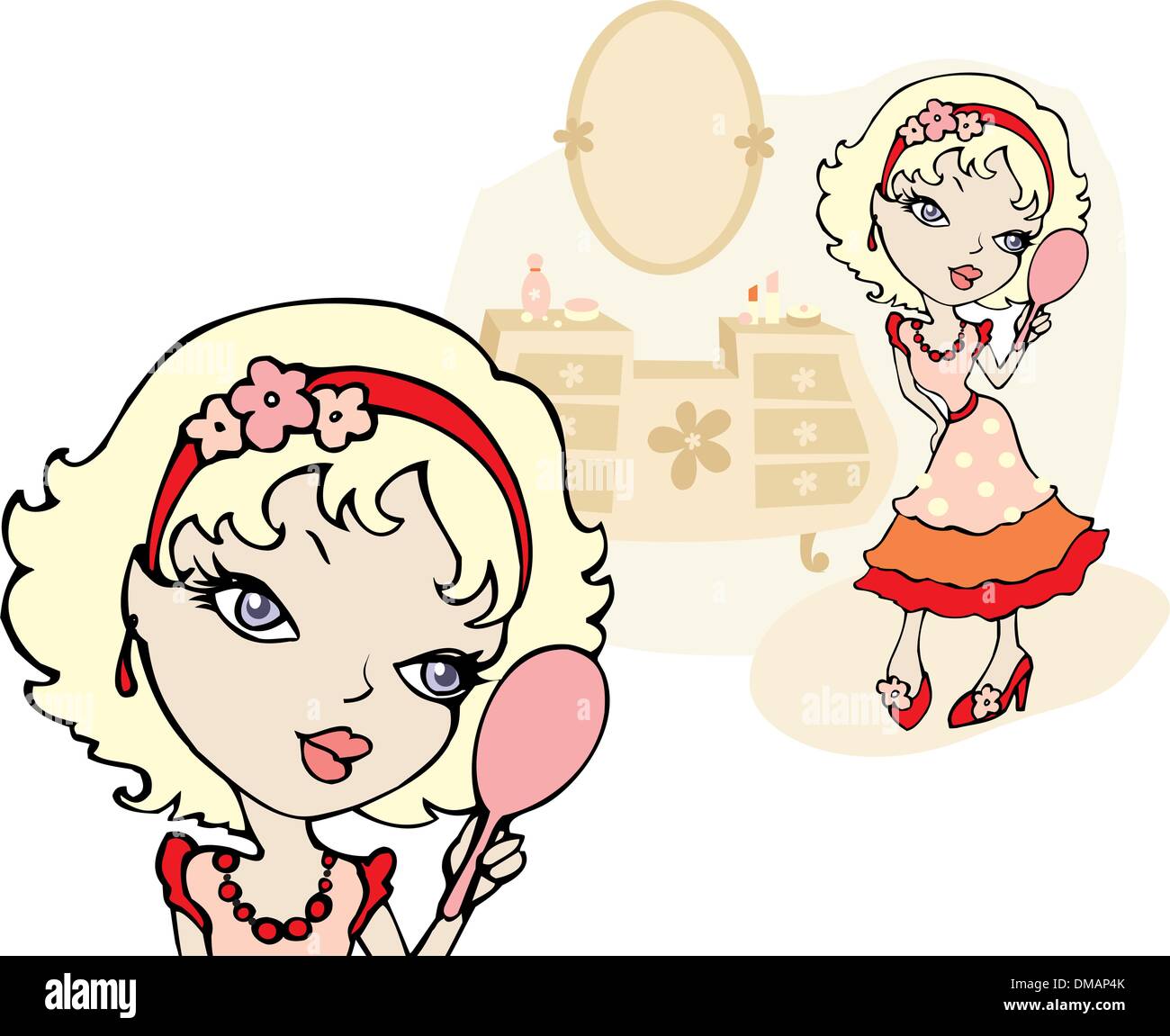 Cartoon illustration blonde teen girl Banque de photographies et d ...