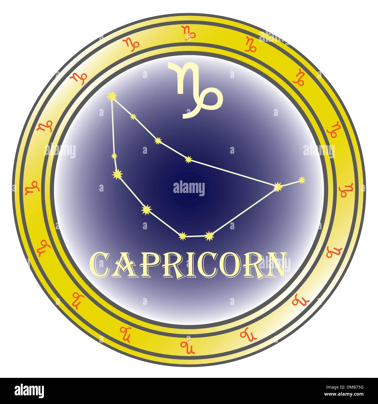 Capricorne symbole signe du zodiaque illustration horoscope Banque d ...
