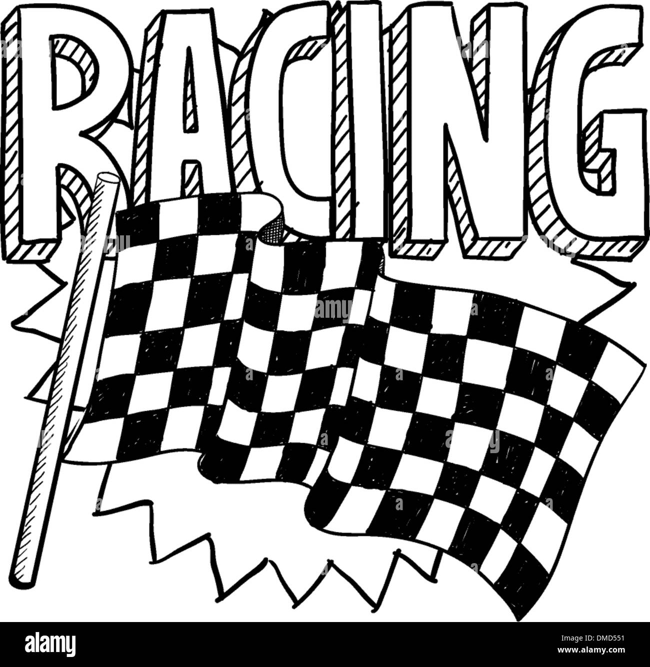 Dessin de voiture course Banque d'images noir et blanc - Alamy