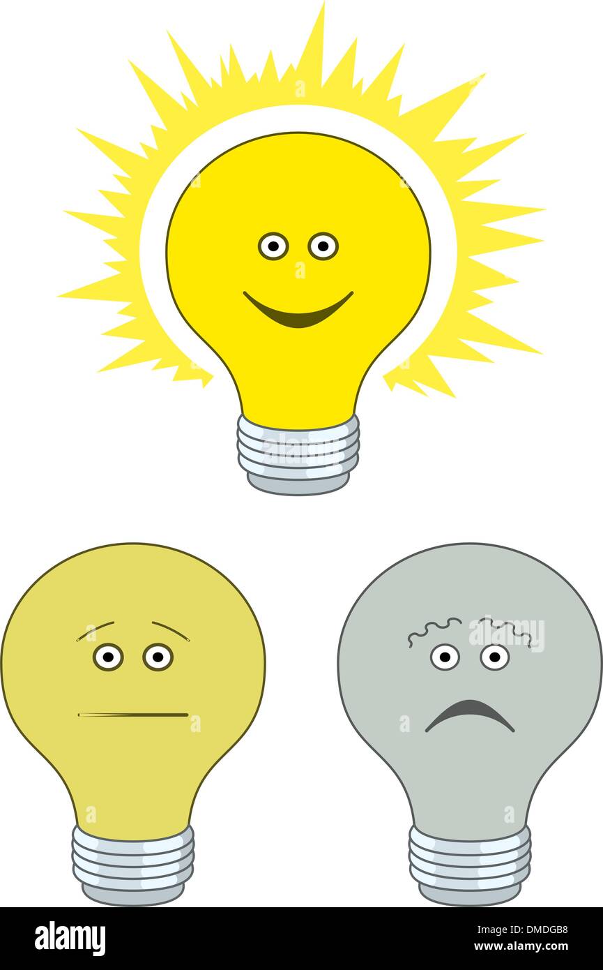 Light bulb cartoon smiley Banque d'images vectorielles - Alamy
