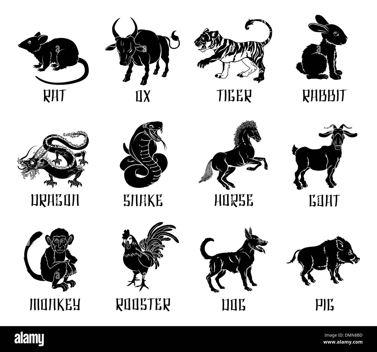 Twelve chinese zodiac Banque de photographies et d’images à haute ...